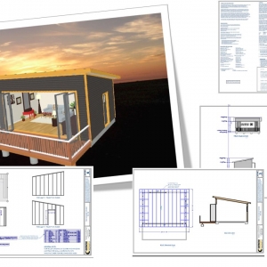 Tiny House / work studio Blueprints Plans 352 SQFT | Construction ...